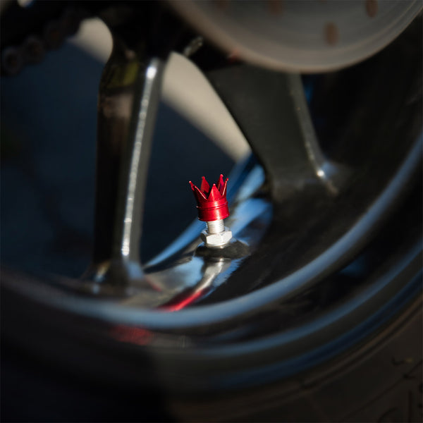 Crown Red - Motorcycle Valve Caps - Moto Loot