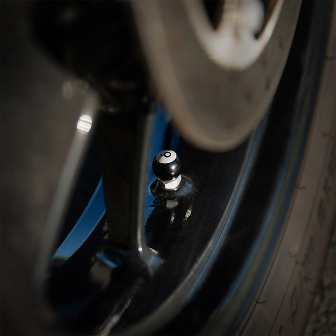 8 Ball Black - Motorcycle Valve Caps - Moto Loot