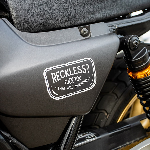 Motorcycle Sticker - Reckless? (2 pack) - Moto Loot