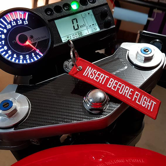 INSERT BEFORE FLIGHT - Motorcycle Keychain - Moto Loot