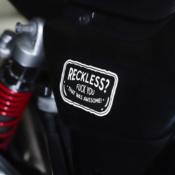 Motorcycle Sticker - Reckless? (2 pack) - Moto Loot